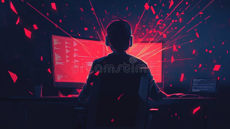 Cyberpunk Coder Illustration Stock Image - Image of computer, intense ...