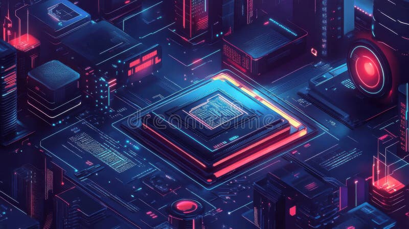 Cyberpunk CPU Circuit Board Stock Image - Image of abstract, modern ...