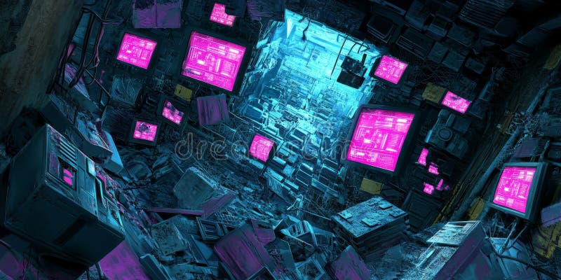 A Cyberpunk 3D Background of an Underground Resistance Hideout, Where ...