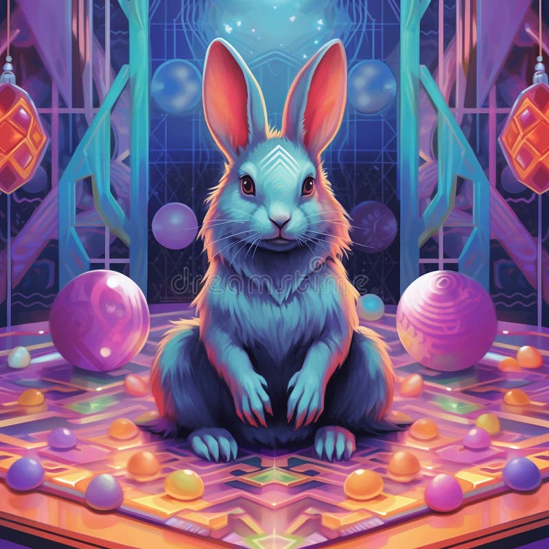 Cyberpunk Designed Easter Bunny Concept with Neon Colors. Stock ...