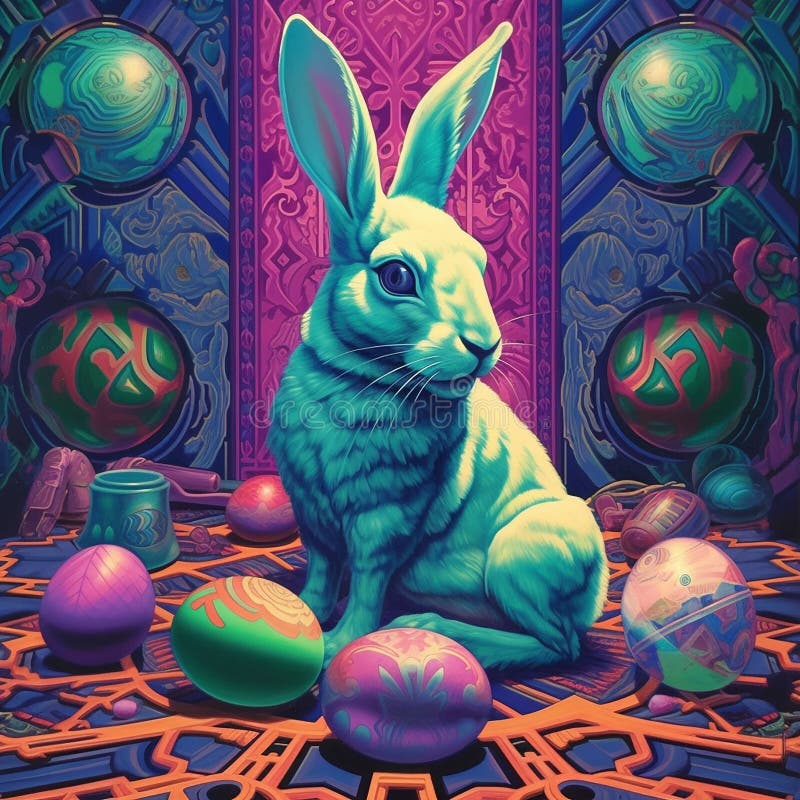 Cyberpunk Designed Easter Bunny Concept with Neon Colors. Stock ...