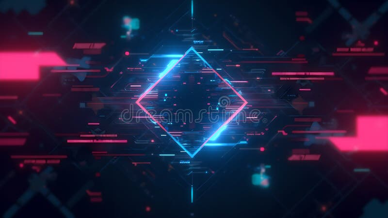 Cyberpunk Diamond, Glitch Aesthetic in Neon Hues Stock Illustration ...