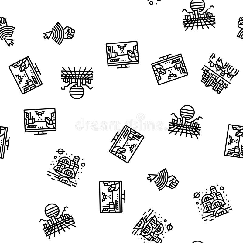 Cyberpunk Digital City Future Seamless Pattern Vector Stock Vector ...