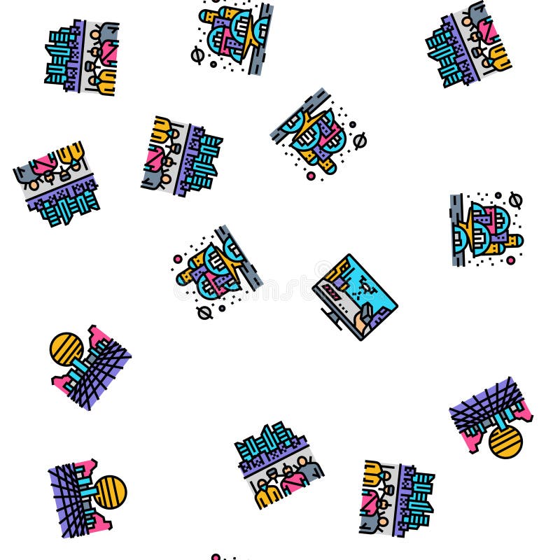 Cyberpunk Digital City Future Seamless Pattern Vector Stock ...