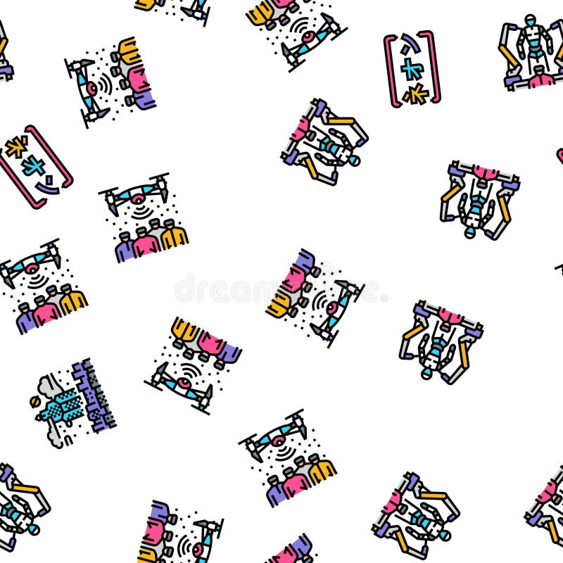 Cyberpunk Digital City Future Seamless Pattern Vector Stock ...