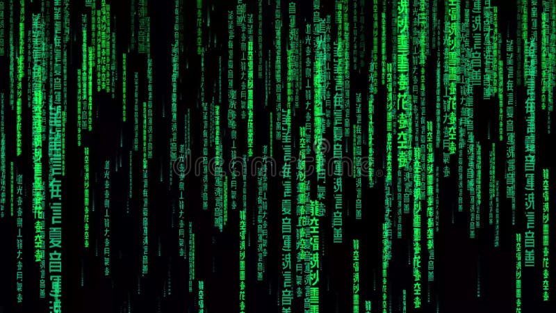 Cyberpunk Digital Matrix Green Binary Code Falling Futuristic Abstract Animated Background Stock ...