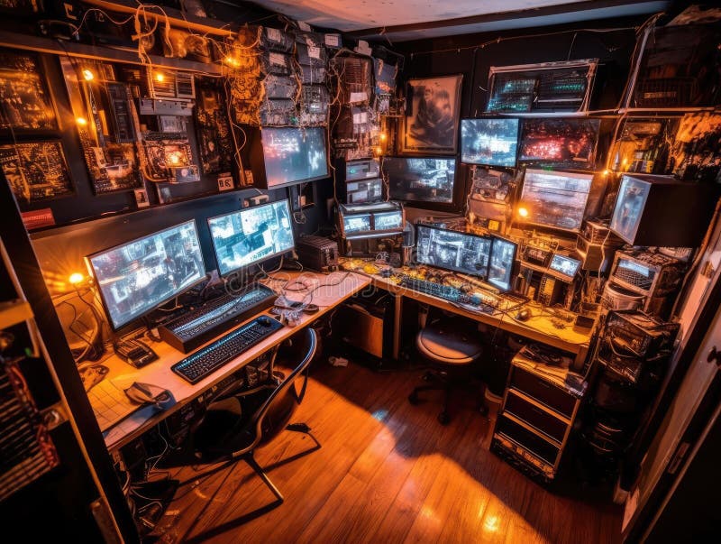 Cyberpunk Escape Room with Puzzles and Tech Stock Illustration - Illustration of puzzles ...