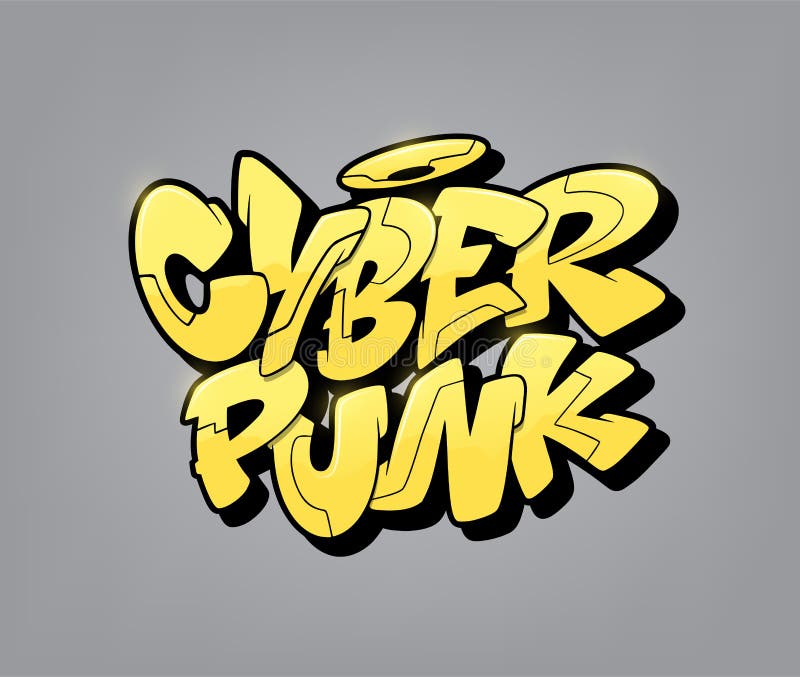Cyberpunk Font in Graffiti Style. Vector Illustration. Stock Vector ...