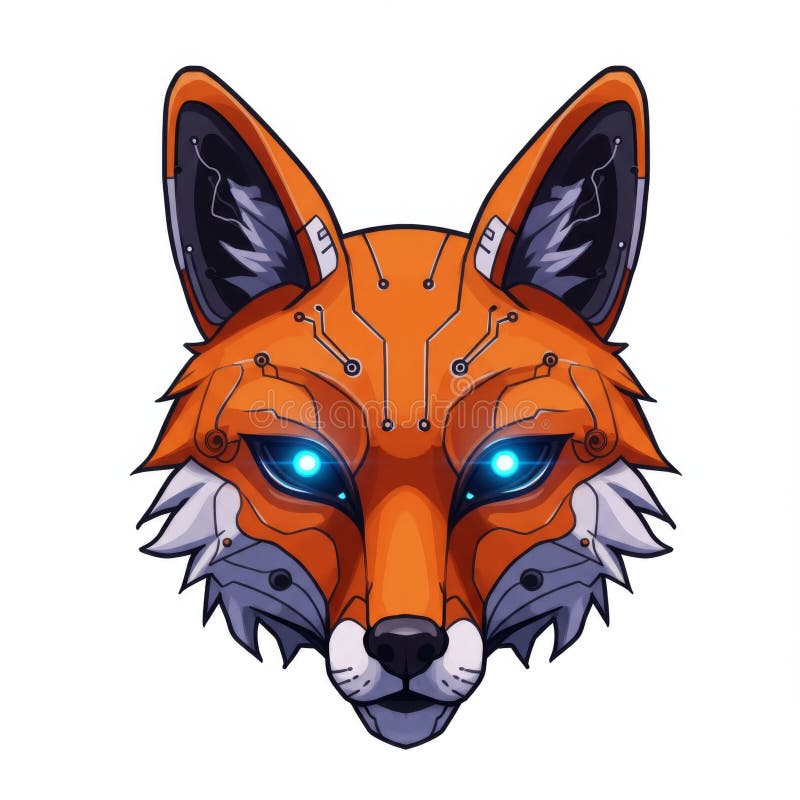 Cyberpunk Fox Mask Digital Art Stock Illustration - Illustration of ...