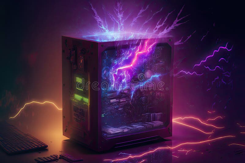 Cyberpunk Future: Dynamic and Colorful Computer. Generative AI Stock ...