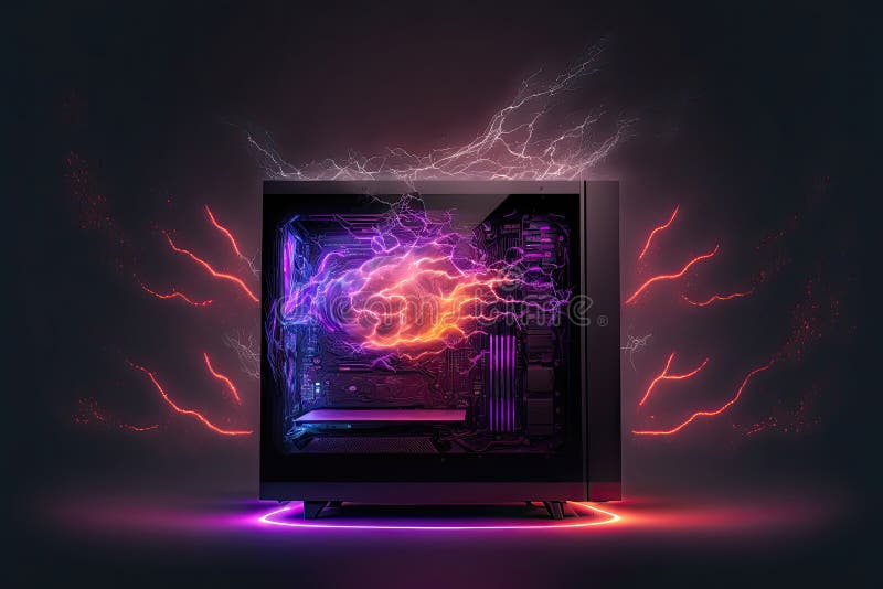 Cyberpunk Future: Dynamic and Colorful Computer. Generative AI Stock ...