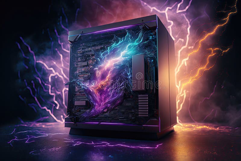 Cyberpunk Future: Dynamic and Colorful Computer. Generative AI Stock ...