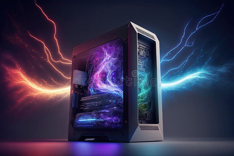 Cyberpunk Future: Dynamic and Colorful Computer. Generative AI Stock ...