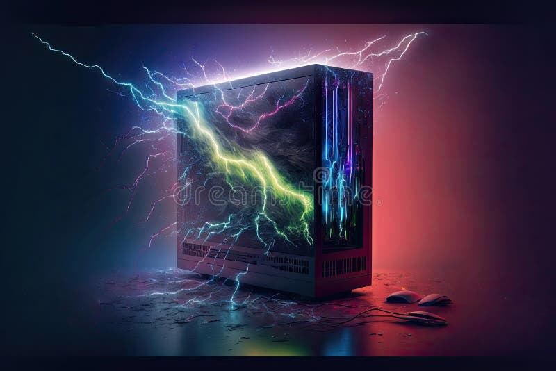 Cyberpunk Future: Dynamic and Colorful Computer. Generative AI Stock ...