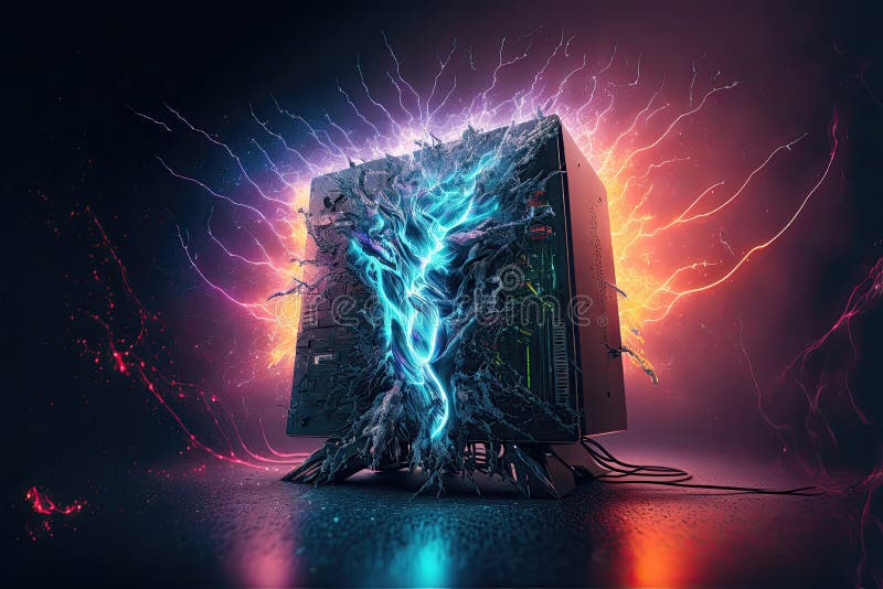 Cyberpunk Future: Dynamic and Colorful Computer. Generative AI Stock ...