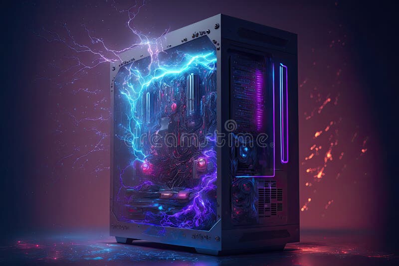 Cyberpunk Future: Dynamic and Colorful Computer. Generative AI Stock ...