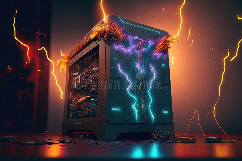 Cyberpunk Future: Dynamic and Colorful Computer. Generative AI Stock ...