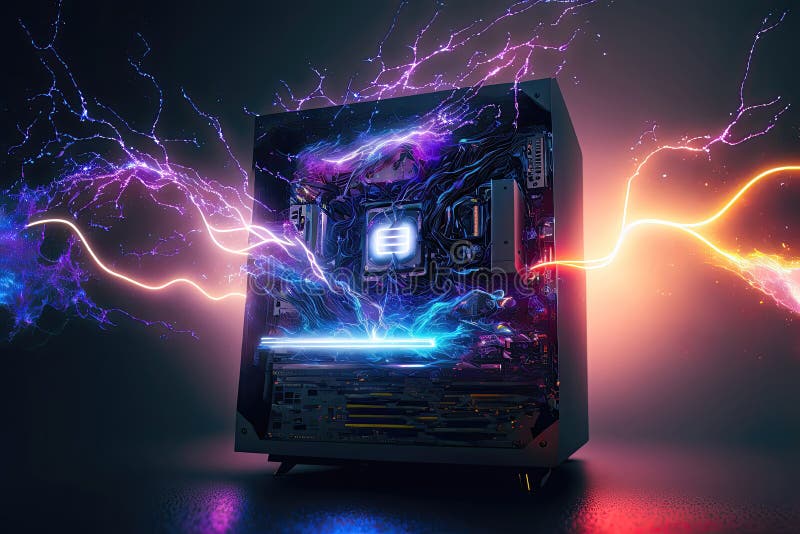 Cyberpunk Future: Dynamic and Colorful Computer. Generative AI Stock ...