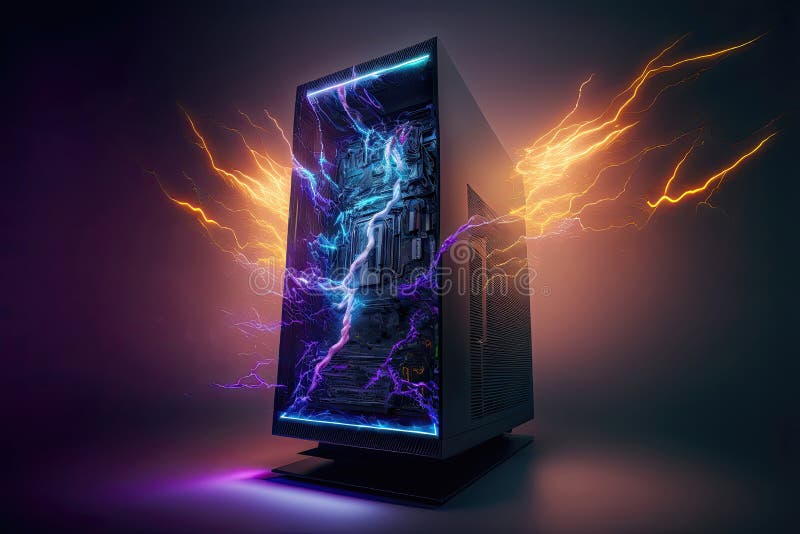 Cyberpunk Future: Dynamic and Colorful Computer. Generative AI Stock ...