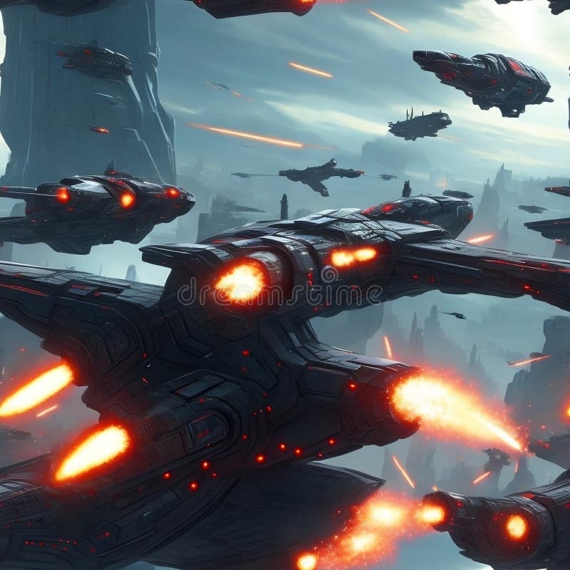 Cyberpunk Future Space Battle Stock Illustration - Illustration of ...