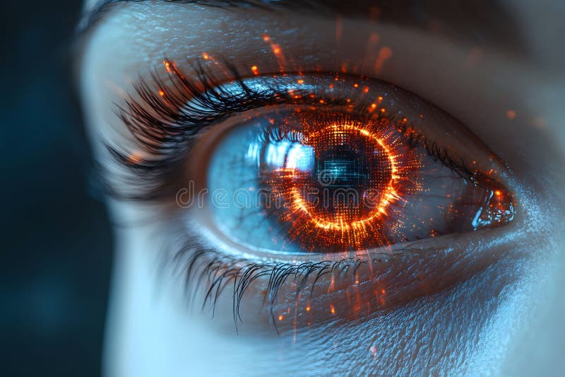 Cyberpunk Futuristic Eye with Digital Interface for Technology and ...