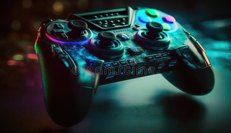 Cyberpunk Gaming Controller Joystick, Gamepad Illustration Stock ...