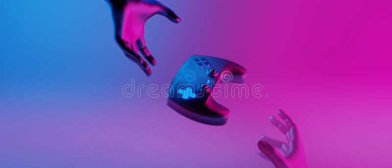 Cyberpunk Gaming Wallpaper Background, 3d Illustration Rendering ...