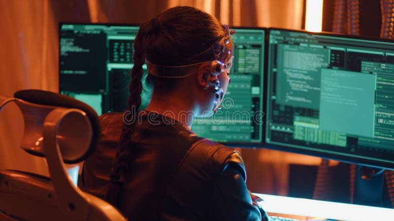 The Robot Types Text on the Keyboard and Works on the Computer. AI ...