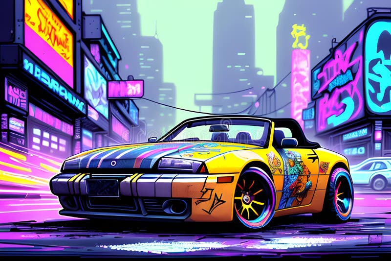 Cyberpunk Graffiti Style Illustration Stock Image - Image of paint ...