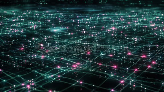 Cyberpunk Grid: Futuristic Network, Tech Background, Data Visualization ...