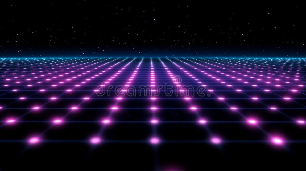 Cyberpunk Grid Neon Lightscape Background Stock Illustration ...