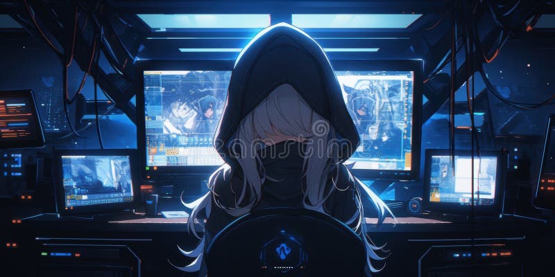 Cyberpunk Hacker Girl. Created by Generative Artificial Intelligence ...
