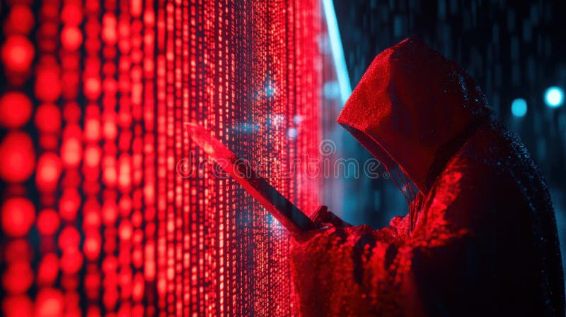 Cyberpunk Hacker in the Rain Stock Illustration - Illustration of ...