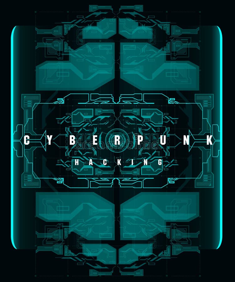 Cyberpunk Hacking Futuristic Poster with Futuristic HUD Elements ...