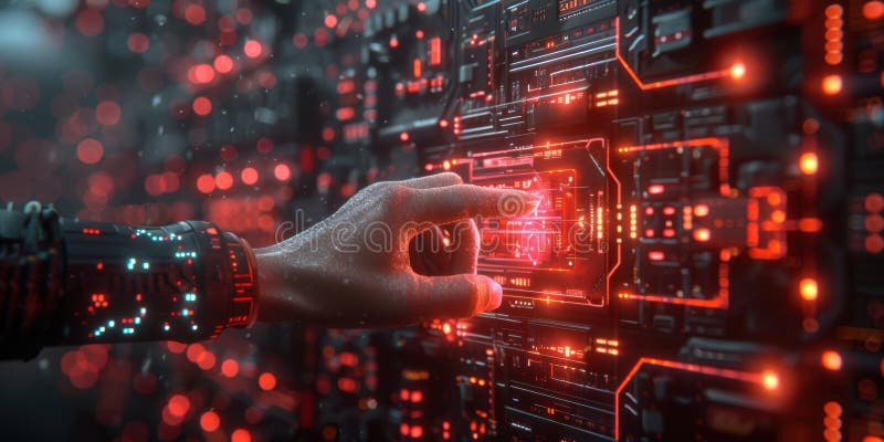 Cyberpunk Hand Interacting Interface Created Generative Artificial ...