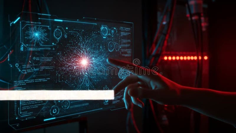Cyberpunk Hand Operating AI Neural Network Interface Stock Video ...