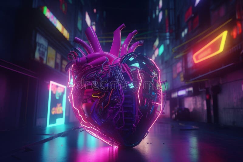 Cyberpunk Heart. Generate Ai Stock Illustration - Illustration of alien ...