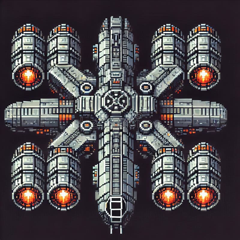 Cyberpunk Heavy Starship stock illustration. Illustration of thrusters ...