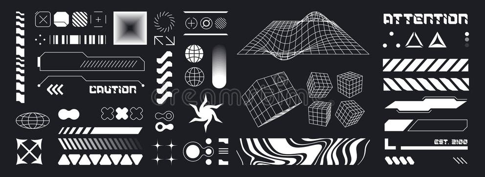 Cyberpunk HUD Design Elements Stock Vector - Illustration of abstract ...