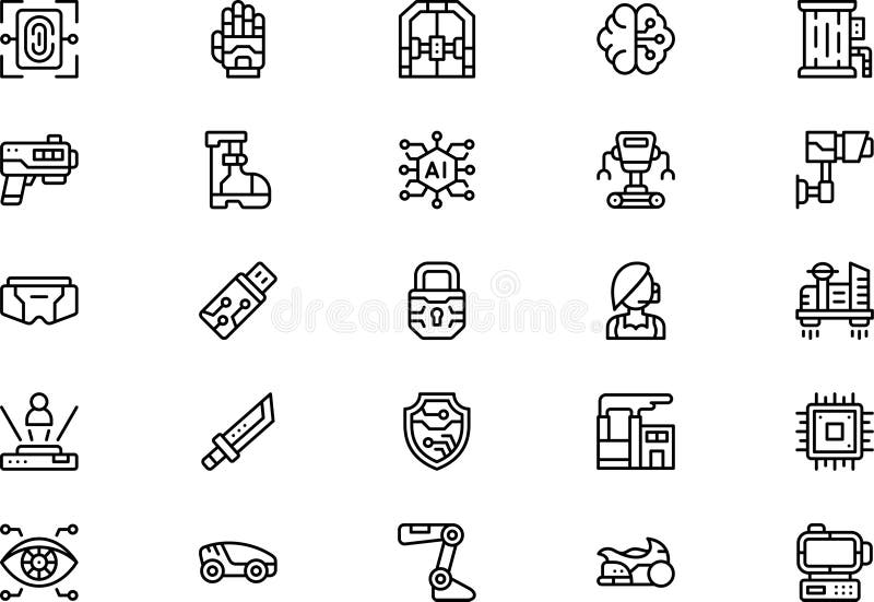 Cyberpunk Icons Collection is a Vector Illustration with Editable ...