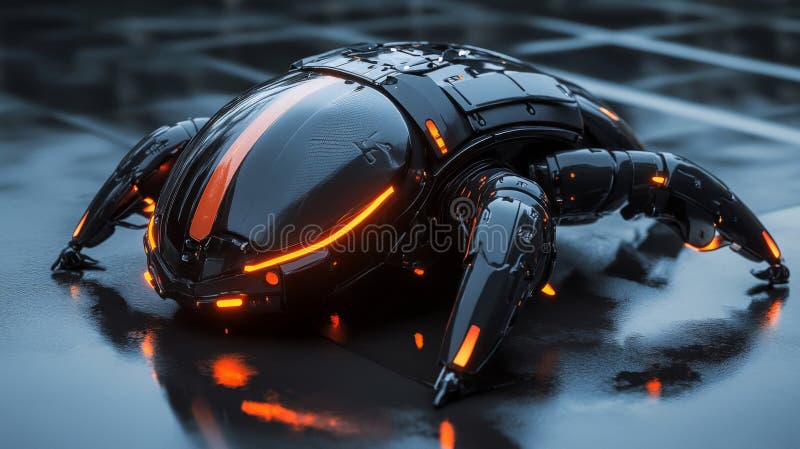 Cyberpunk Insect Robot Glowing in the Dark Stock Illustration ...