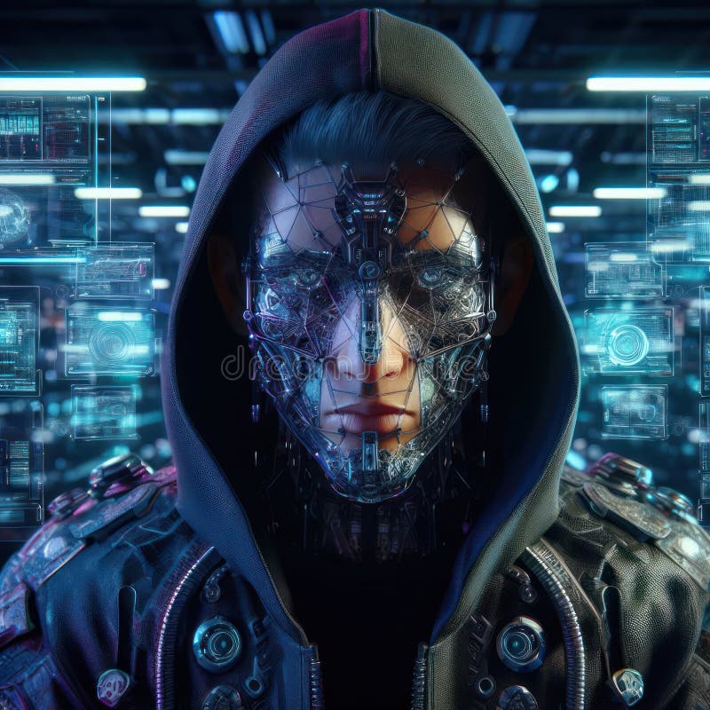 Cyberpunk Inspired High Tech Futuristic Hacker Stock Illustration ...