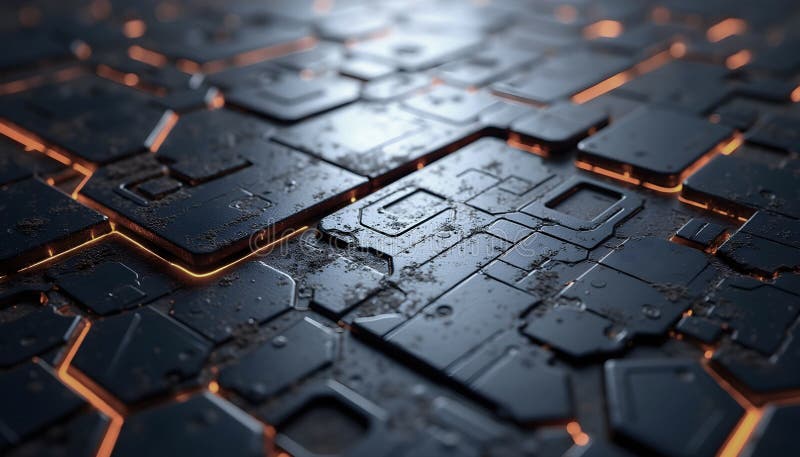 Cyberpunk Metal Texture Glowing Orange Lines Stock Photos - Free ...