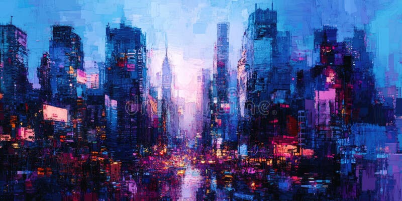 Cyberpunk Metropolis at Night Stock Illustration - Illustration of ...