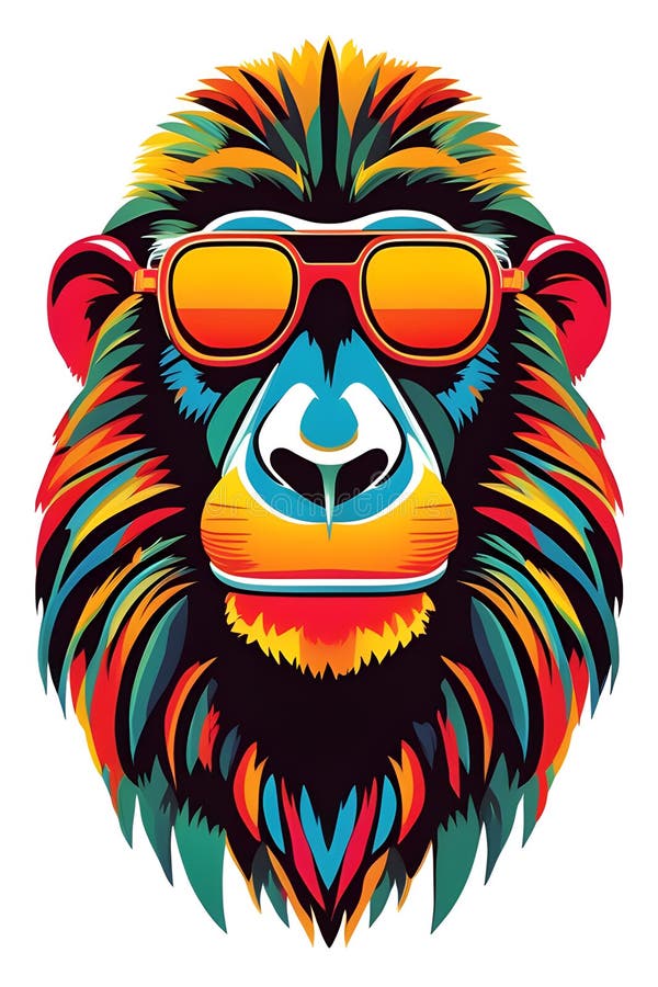 Cyberpunk Monkey with Lots of Colors Generated by Ai Stock Illustration ...