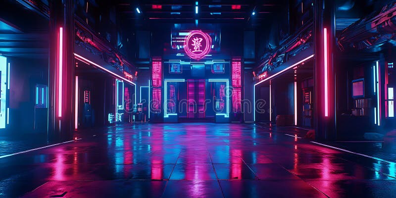 Cyberpunk Neon Cityscape Futuristic Background Image Stock Illustration ...