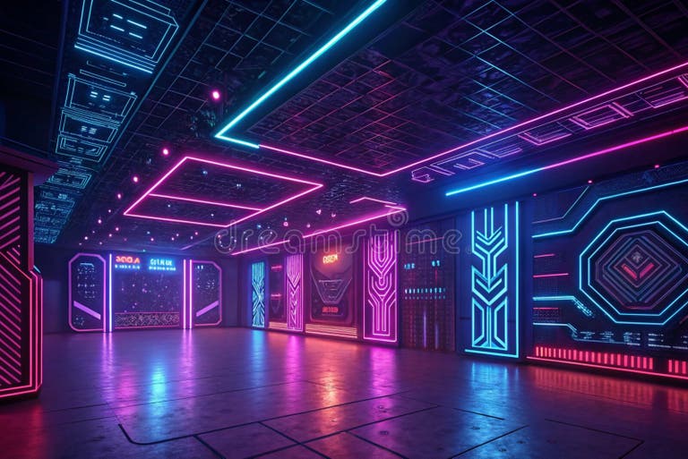 Cyberpunk Neon Electronic Style Disco Background Concept - Generated by ...