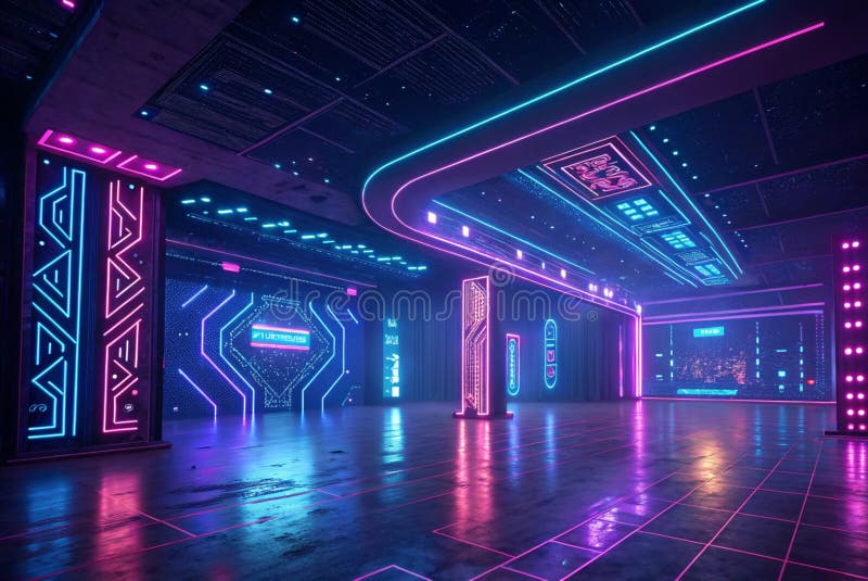 Cyberpunk Neon Electronic Style Disco Background Concept - Generated by ...
