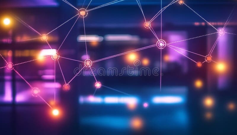 Cyberpunk Office Interior, Network Technology, Information Technology ...