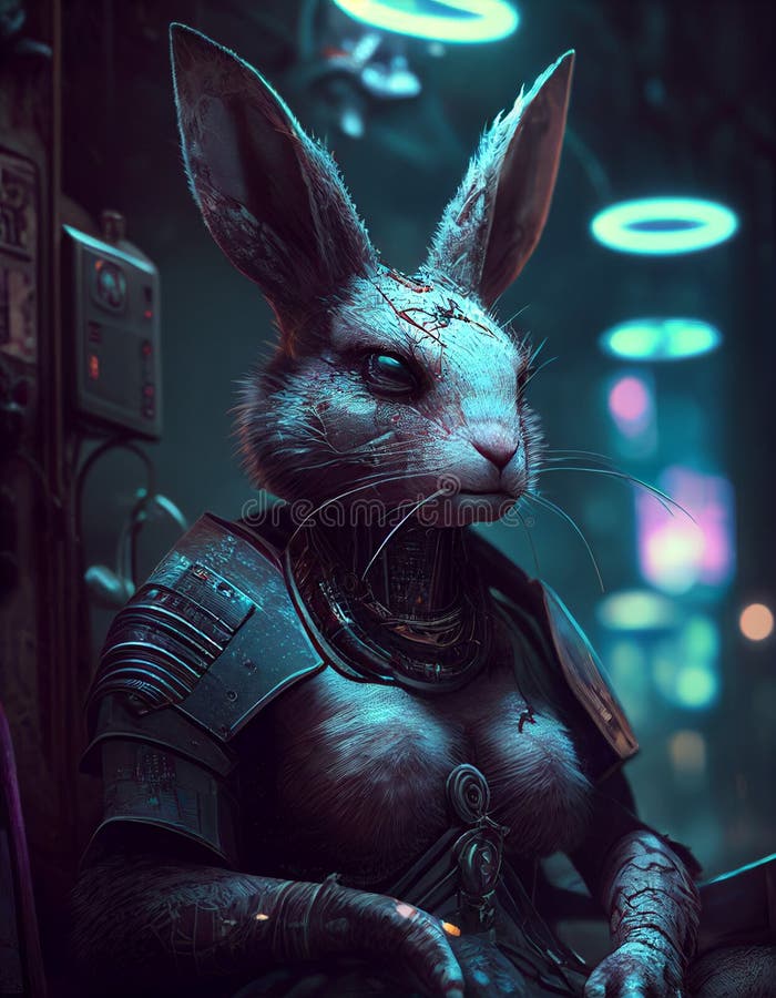 Cyberpunk Rabbit Realistic Illustration AI Generated Stock Photo ...